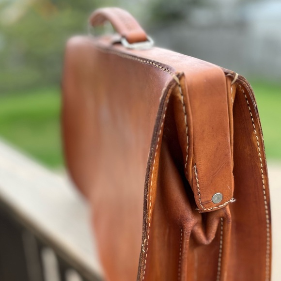 Sergio’s Leather | Bags | Vintage Large Sergios Laptopbriefcase Bag In Real Leather W Doc Style ...